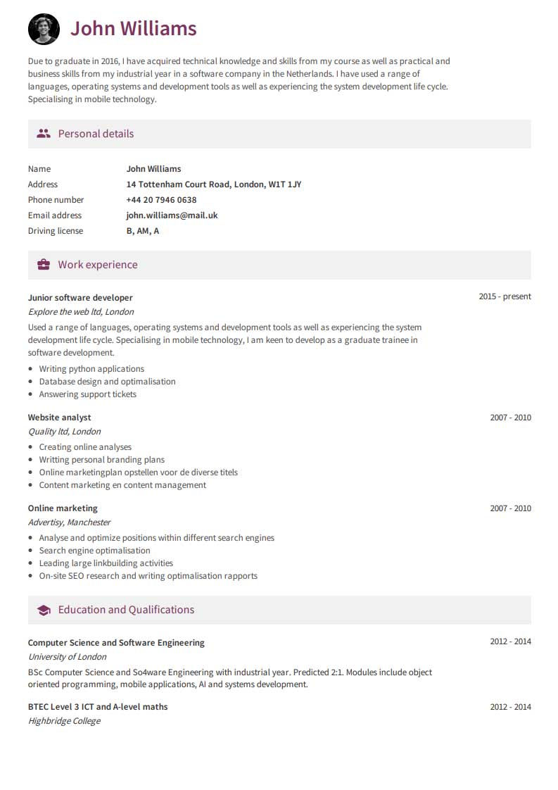 Profesyonel CV Örnekleri & Boş CV Şablonları