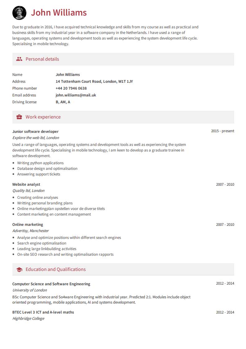 Profesyonel CV Örnekleri & Boş CV Şablonları