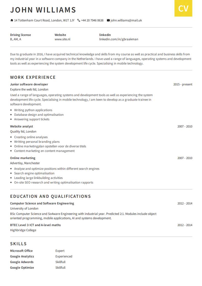 Profesyonel CV Örnekleri & Boş CV Şablonları